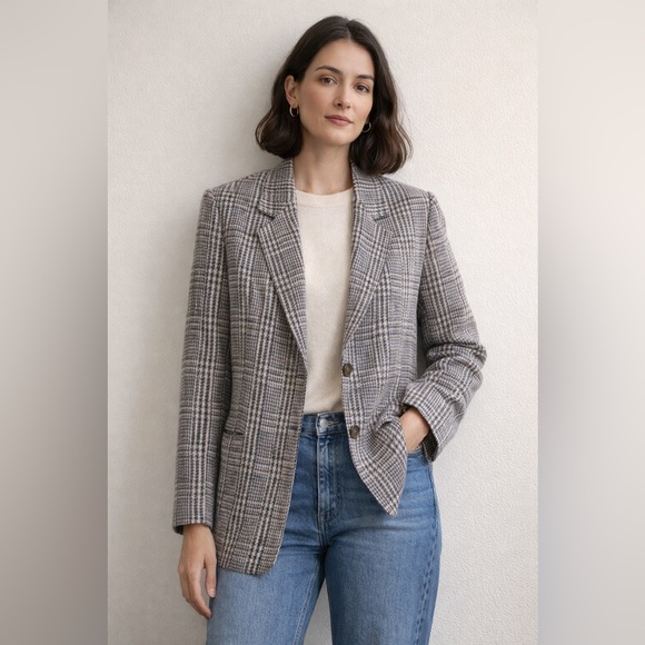 Michelle Stuart | Jackets & Coats | Vintage Michelle Smart Plaid Blazer ...